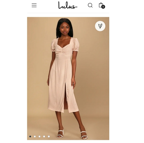 Lulus | Dresses | Lulus Spot Me Blush Polka Dot Short Sleeve Midi Dress ...
